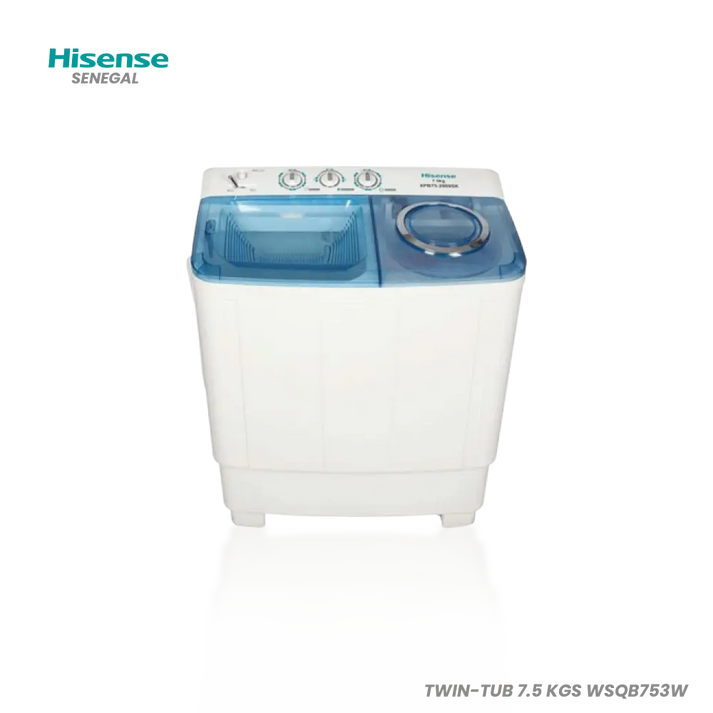 HISENSE MACHINE A LAVER TWIN-TUB 7.5KG WSQB753W - Hometech SA